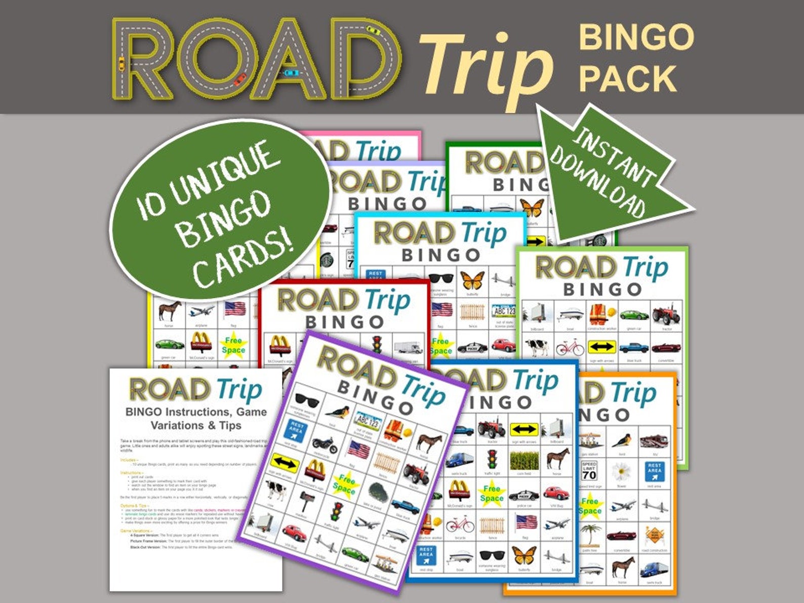 Road Trip Car BINGO Pack / Travel Bingo / Kids Car Games / Print at ...