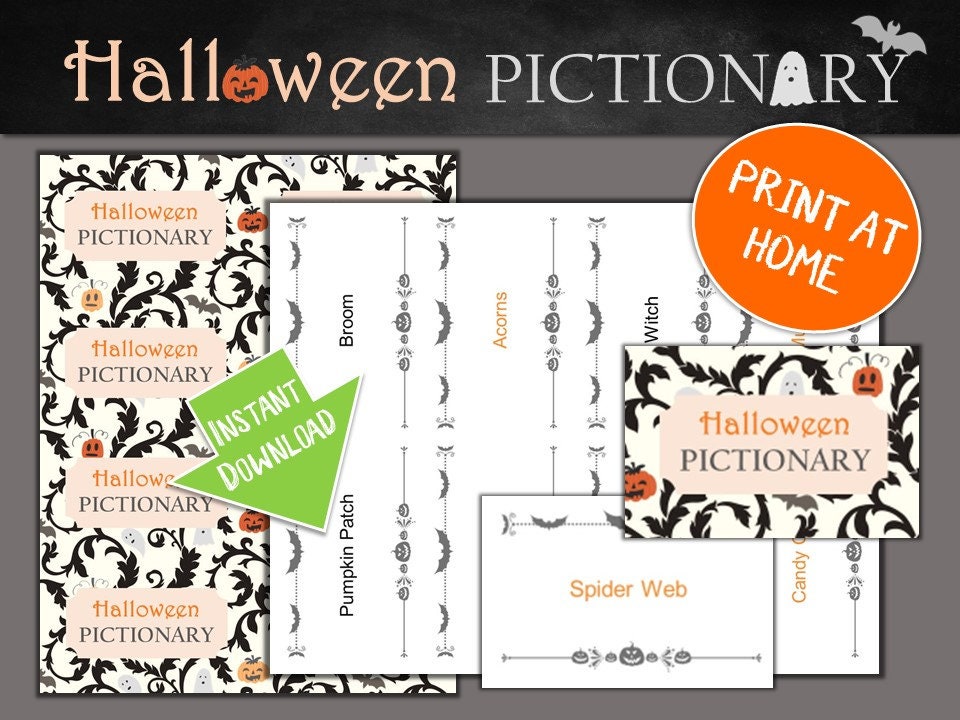 Halloween Pictionary Pack Printable Cards DIY Party Games - Etsy