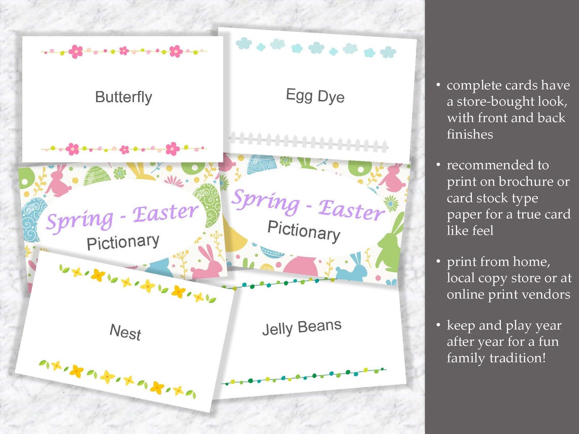 Spring Easter Pictionary I Printable Cards I DIY Party Games | Etsy