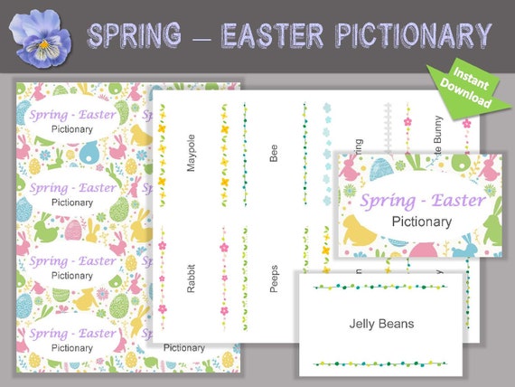 Spring Easter Pictionary I Printable Cards I DIY Party Games | Etsy