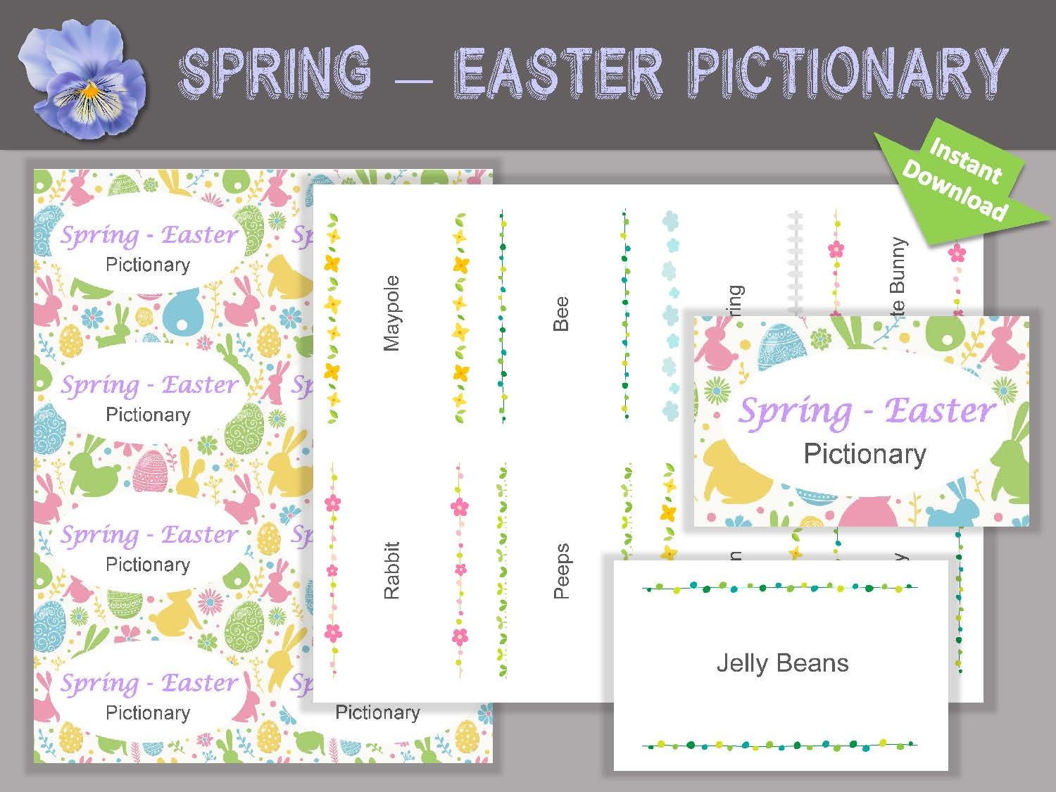 Spring Easter Pictionary I Printable Cards I DIY Party Games - Etsy