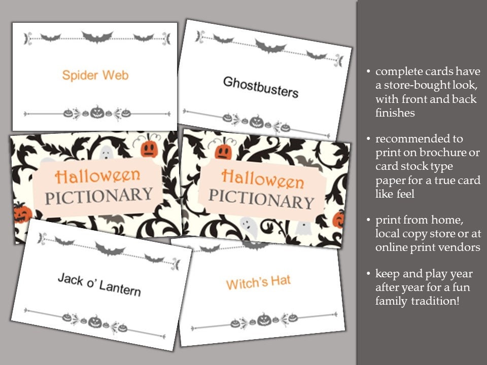 Halloween Pictionary Pack | Printable Cards | DIY Party Games | Family ...