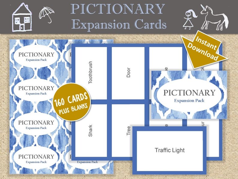 Pictionary Expansion Pack Printable Cards DIY Party Games - Etsy