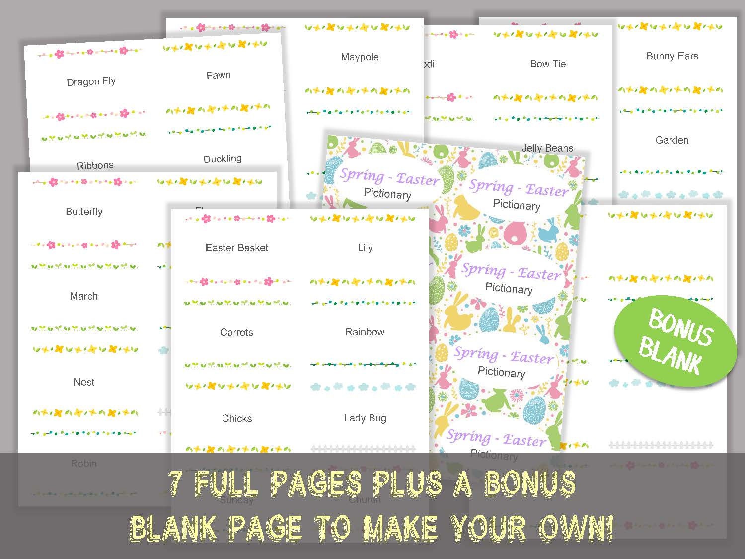 Spring Easter Pictionary I Printable Cards I DIY Party Games - Etsy