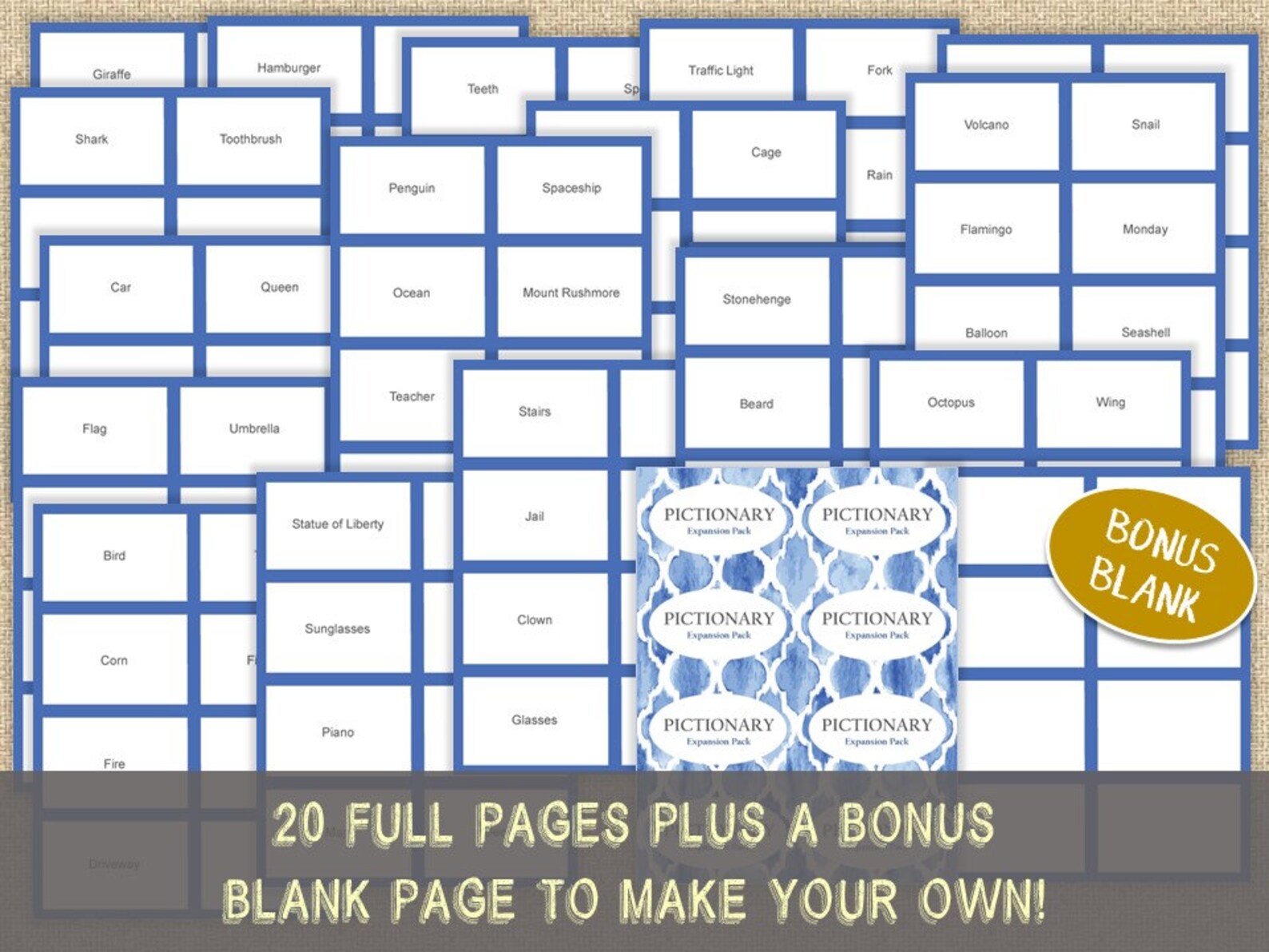 Pictionary Expansion Pack | Printable Cards | DIY Party Games | Family ...