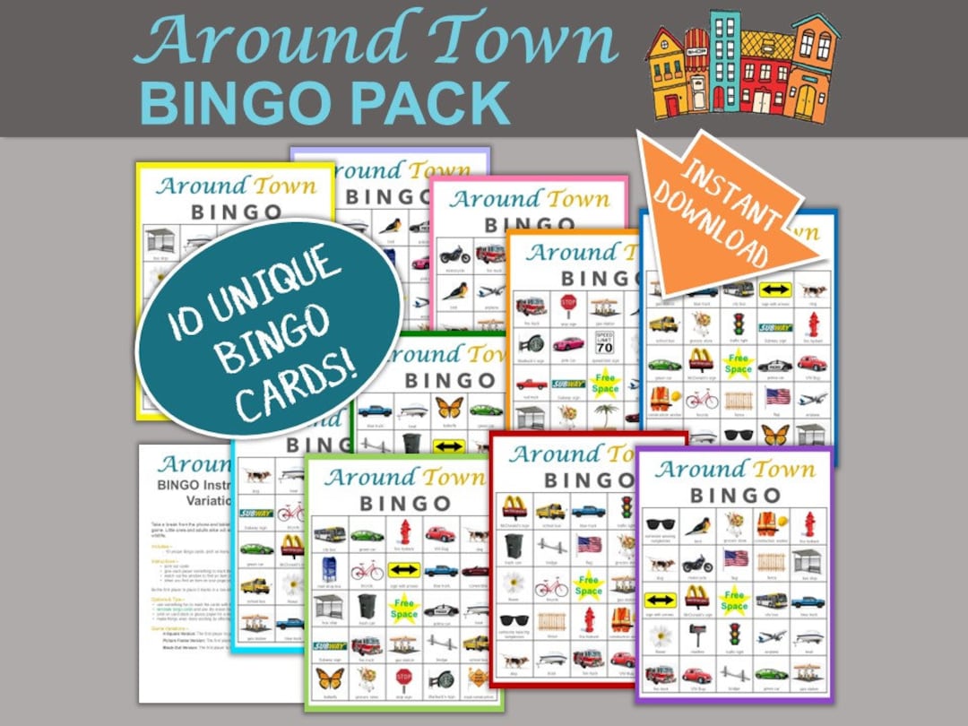 Around Town Car BINGO Pack / Travel Bingo / Kids Car Games / Print at ...