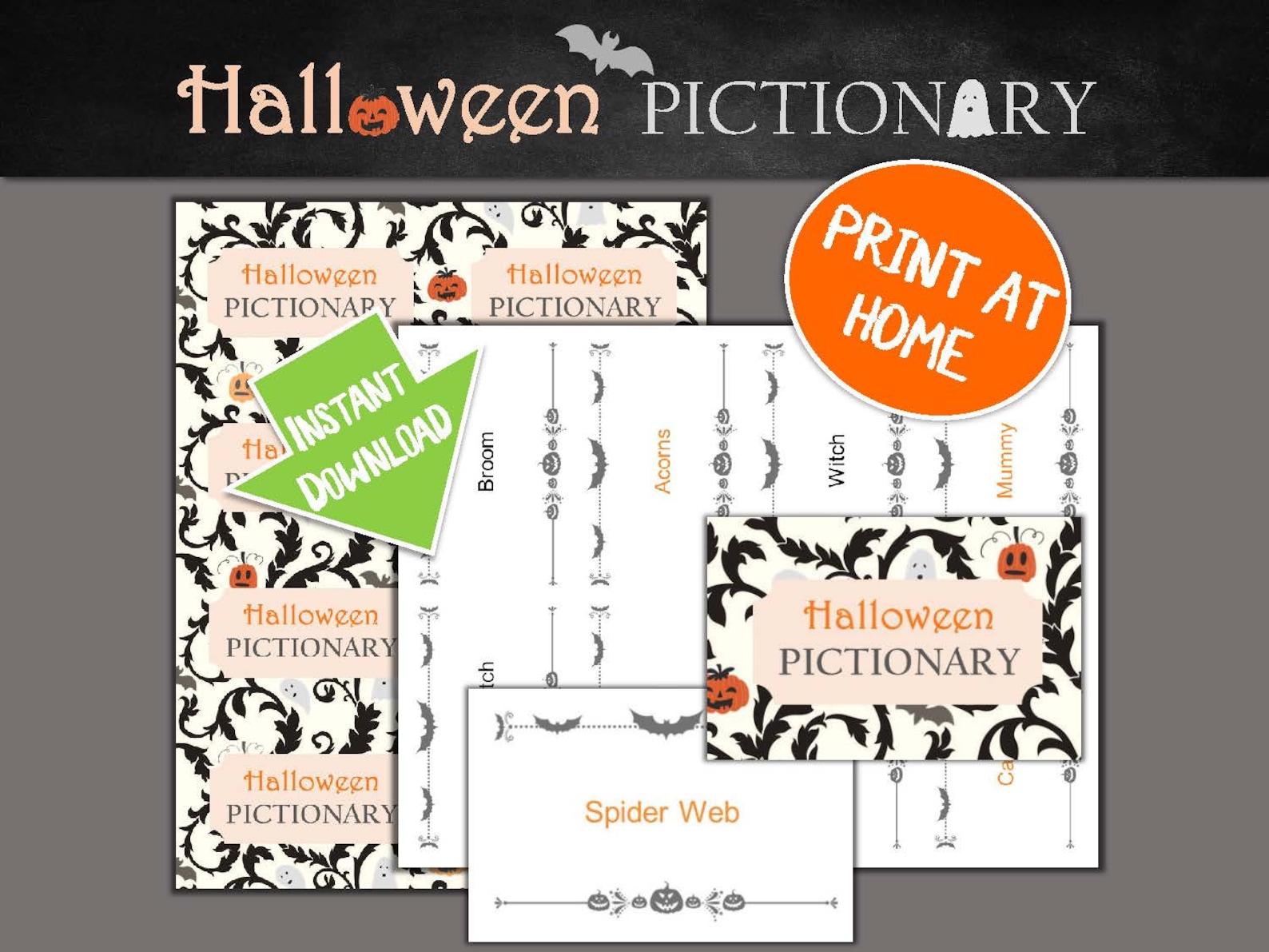 Halloween Pictionary Pack | Printable Cards | DIY Party Games | Family ...