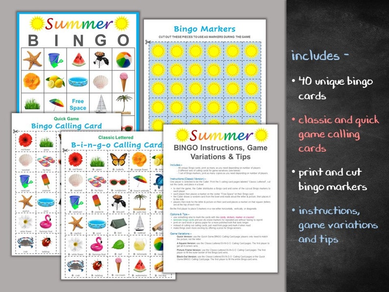 Summer BINGO Pack / Fun Summer Game / Summer Classroom Game / Kids ...