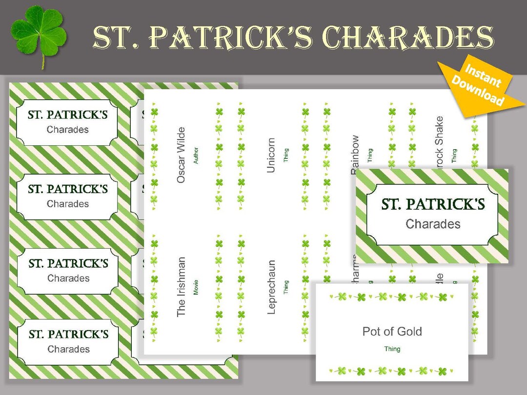 St. Patricks Day Charades I Printable Cards I DIY Party Games - Etsy