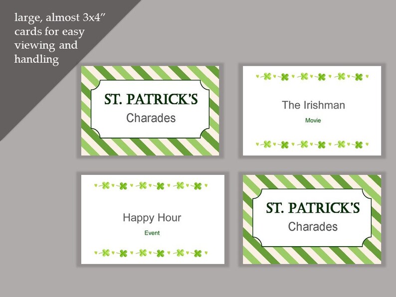 St. Patrick’s Day Charades I Printable Cards I DIY Party Games I St ...