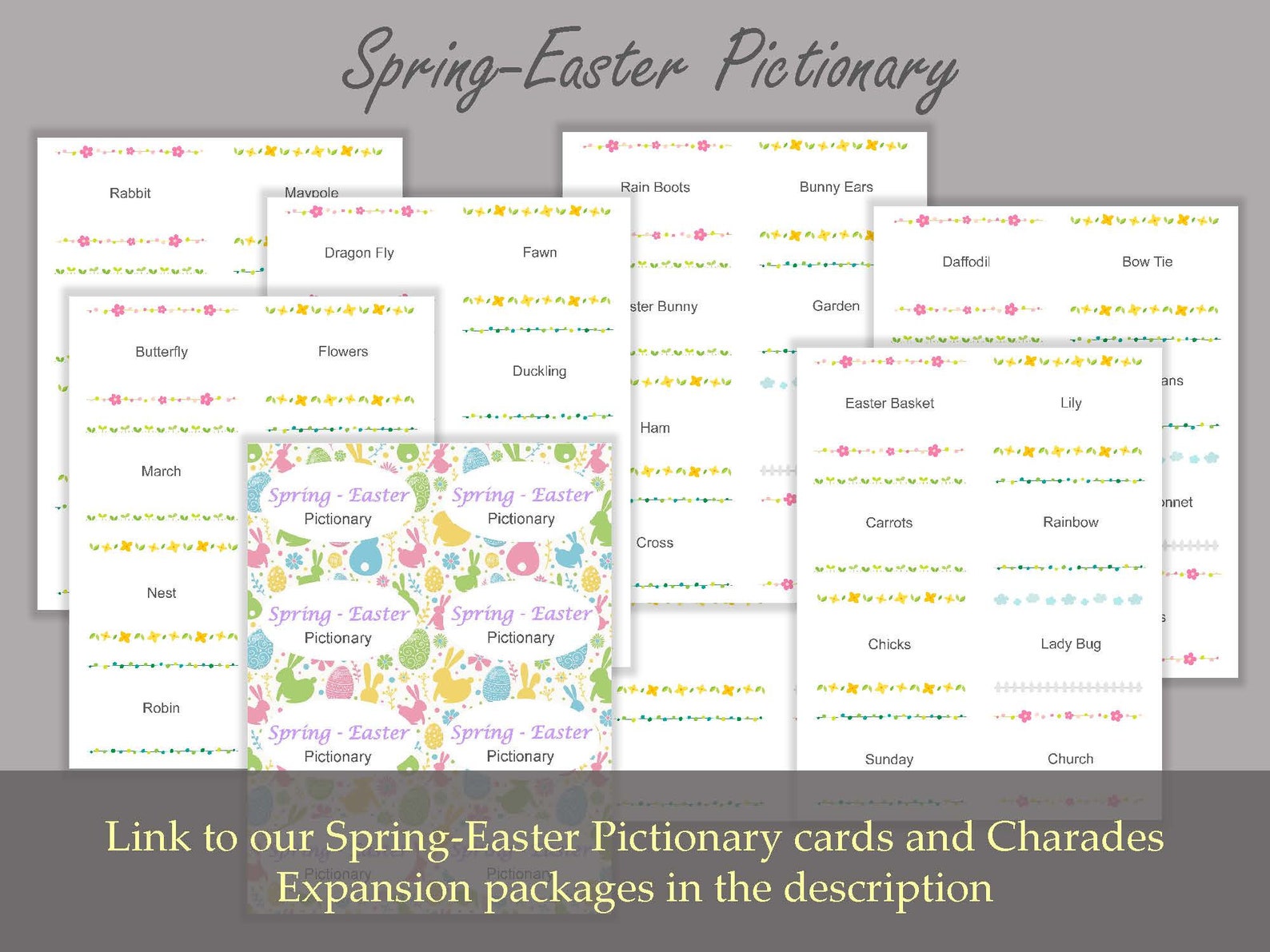 Spring Easter Charades I Printable Cards I DIY Easter Party | Etsy