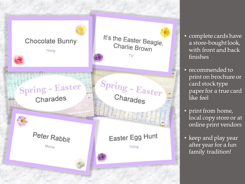 Spring - Easter Charades I Printable Cards I DIY Easter Party Games I ...