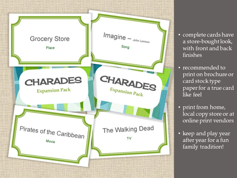 Charades Expansion Pack | Printable Cards | DIY Party Games | Family ...