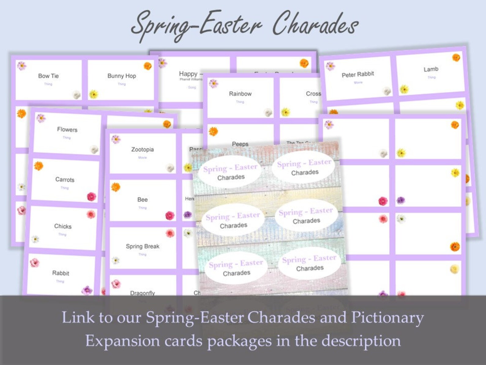 Spring - Easter Pictionary I Printable Cards I DIY Party Games I Spring ...