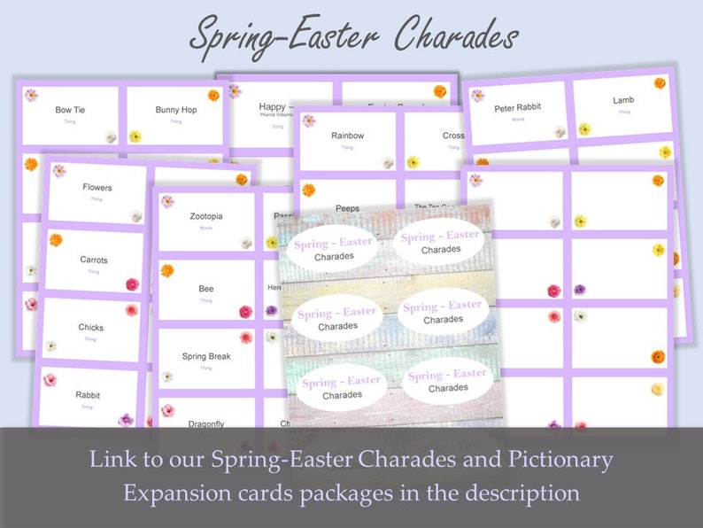 Spring - Easter Pictionary I Printable Cards I DIY Party Games I Spring ...
