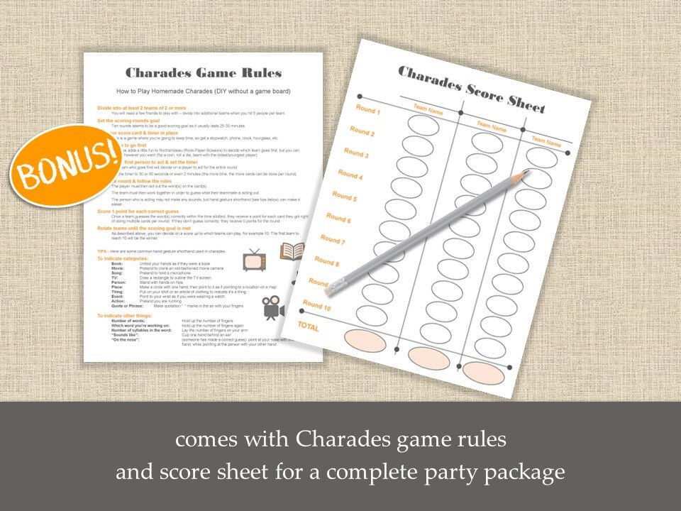 Charades Expansion Pack | Printable Cards | DIY Party Games | Family ...