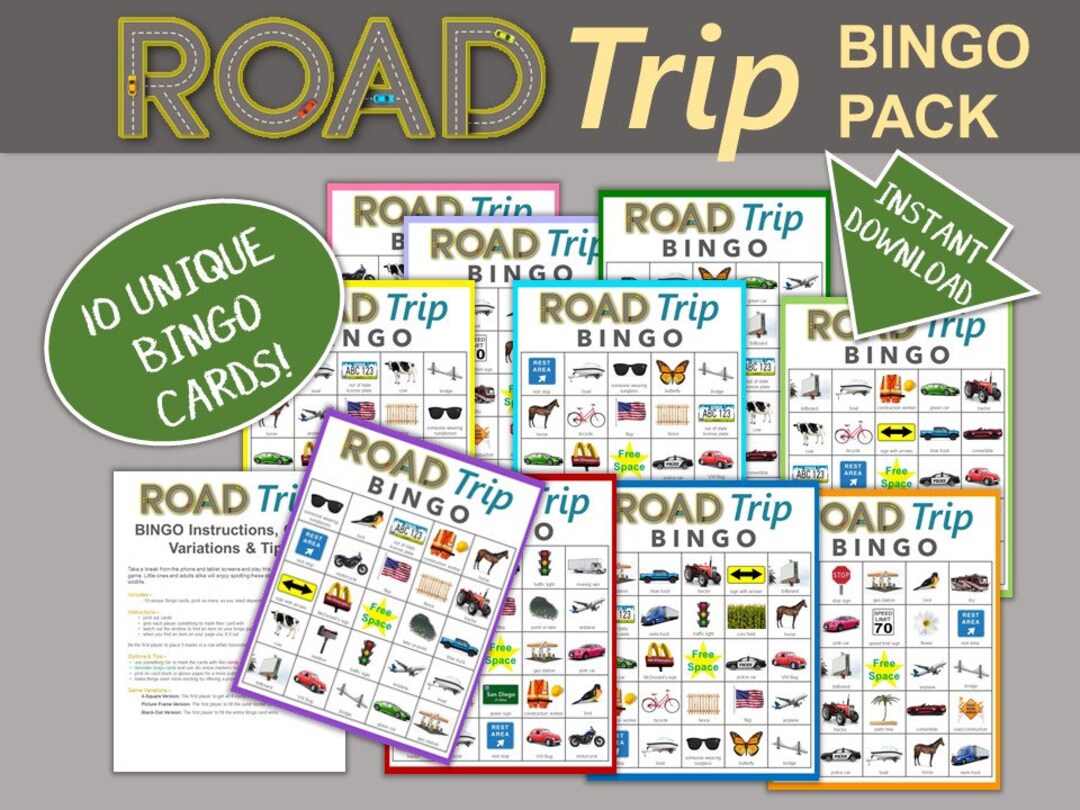 Road Trip Car BINGO Pack / Travel Bingo / Kids Car Games / - Etsy