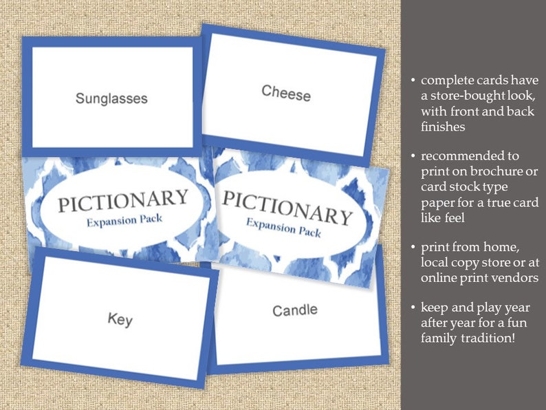 Pictionary Expansion Pack | Printable Cards | DIY Party Games | Family ...