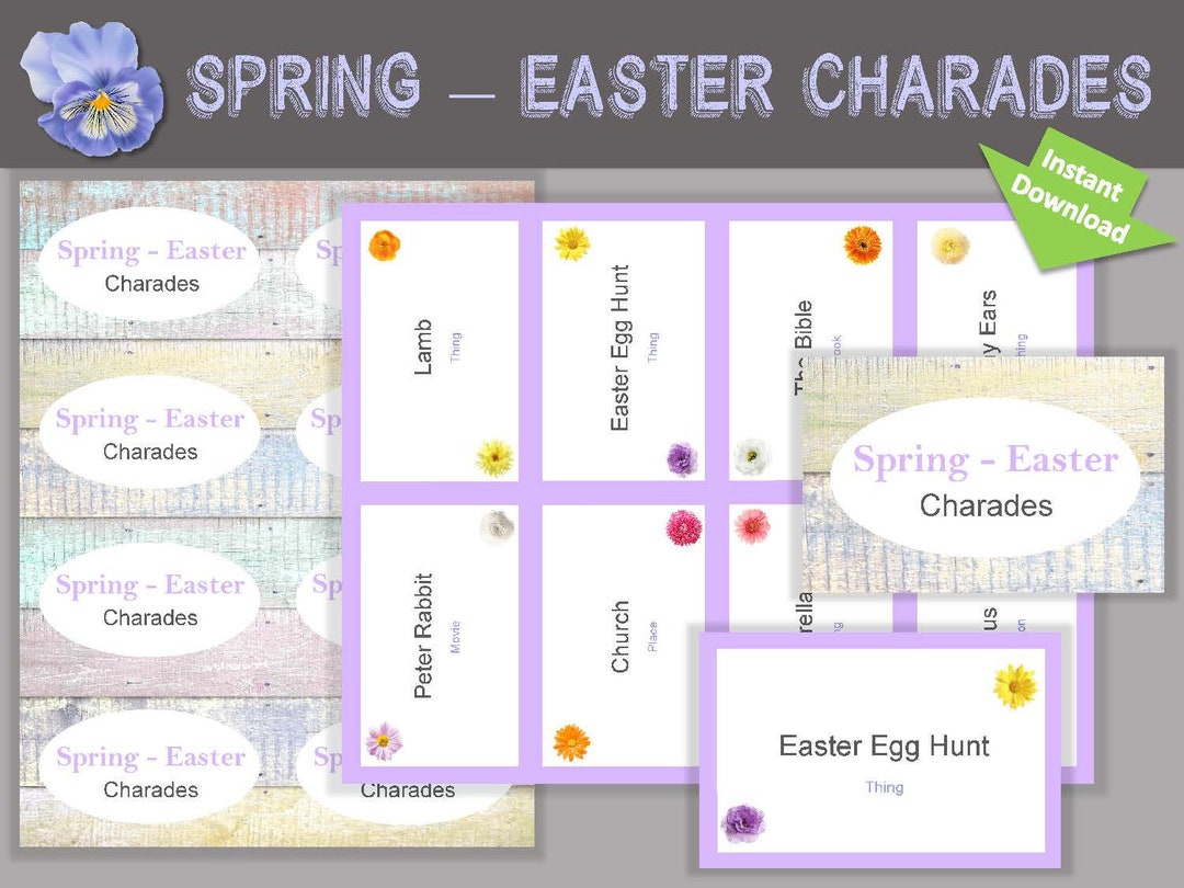 Spring Easter Charades I Printable Cards I DIY Easter Party - Etsy