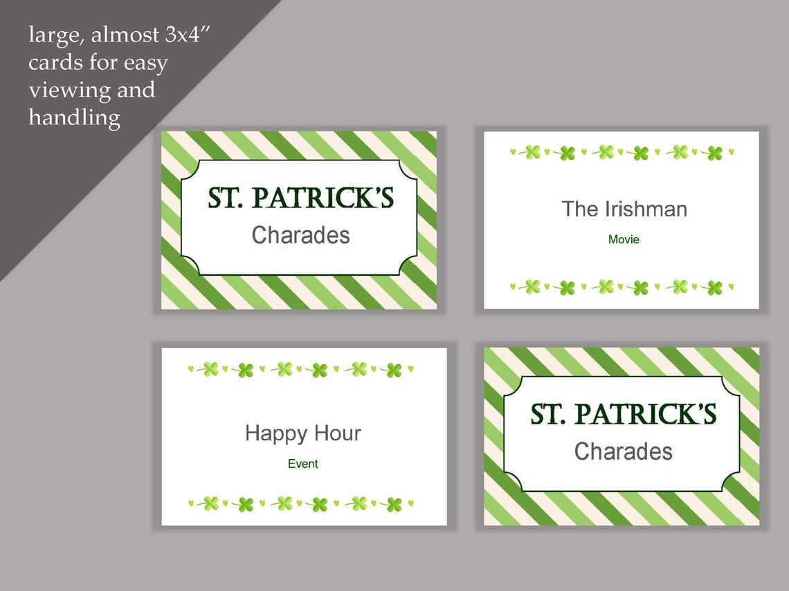 St. Patricks Day Charades I Printable Cards I DIY Party Games - Etsy
