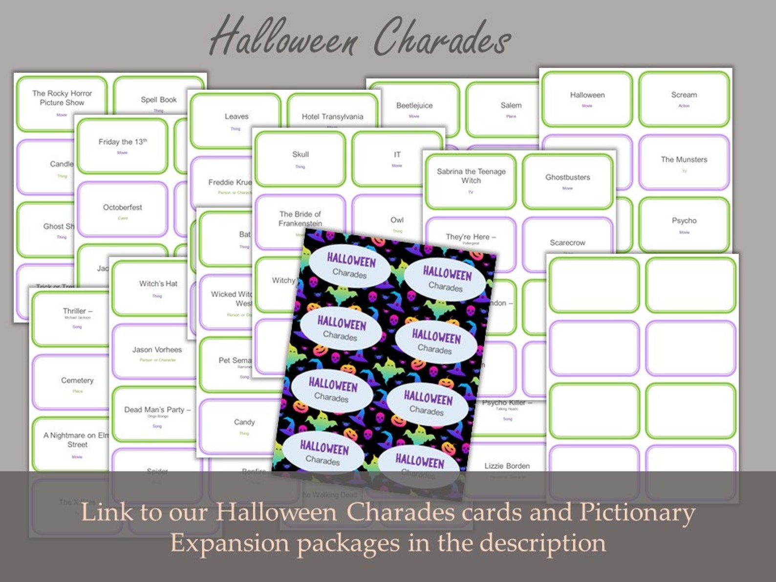 Halloween Pictionary Pack | Printable Cards | DIY Party Games | Family ...