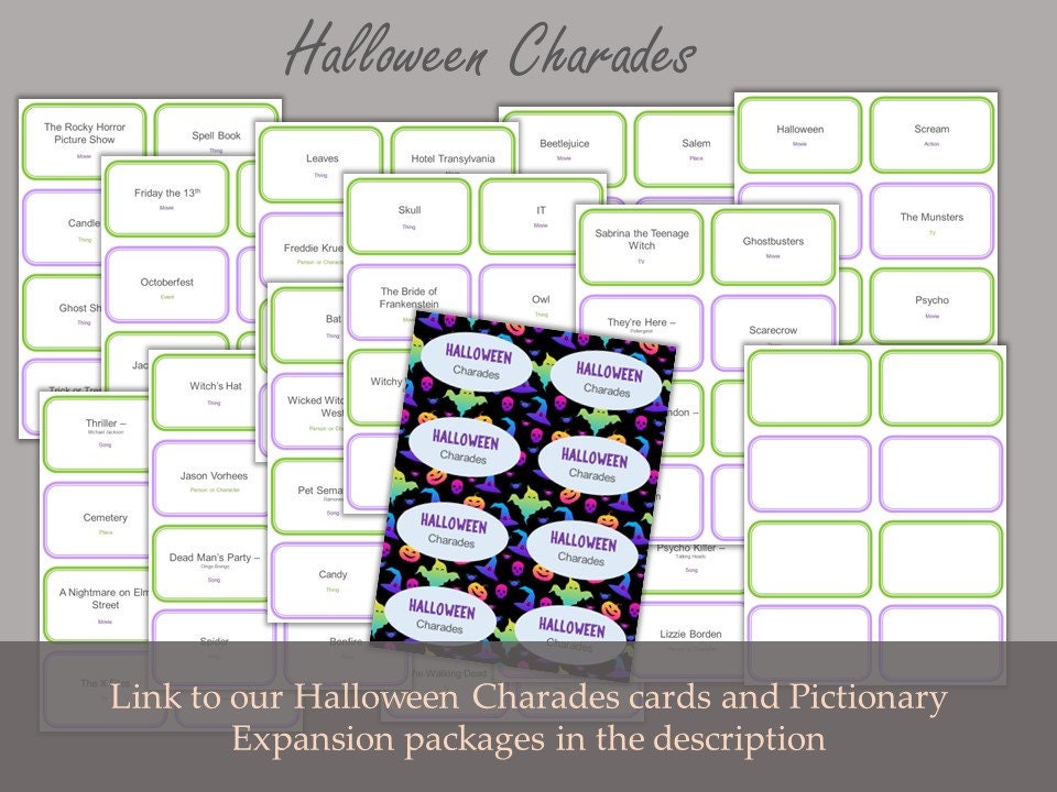 Halloween Pictionary Pack | Printable Cards | DIY Party Games | Family ...