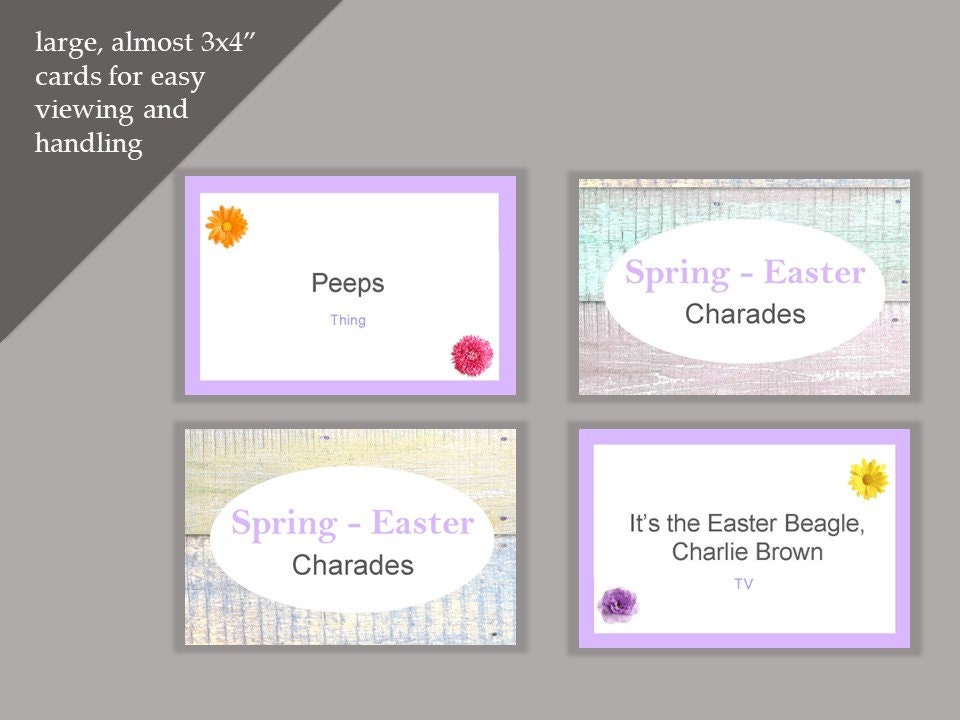 Spring - Easter Charades I Printable Cards I DIY Easter Party Games I ...