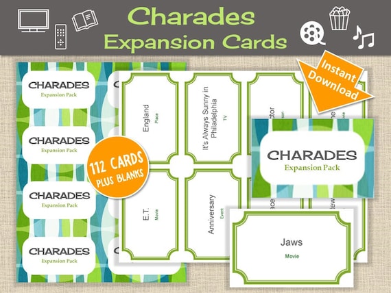 Charades Expansion Pack Printable Cards DIY Party Games - Etsy