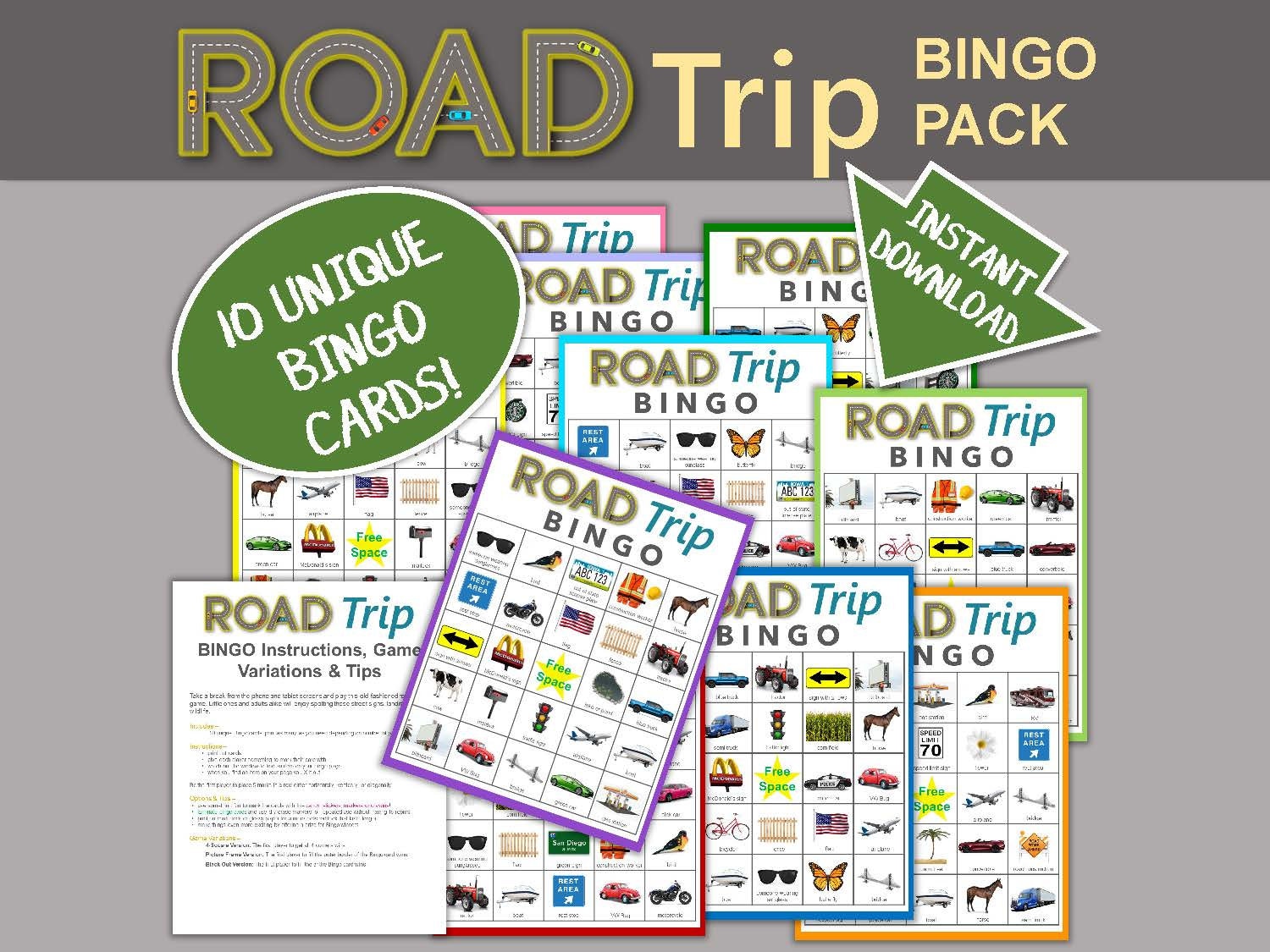 Road Trip Car BINGO Pack / Travel Bingo / Kids Car Games / - Etsy