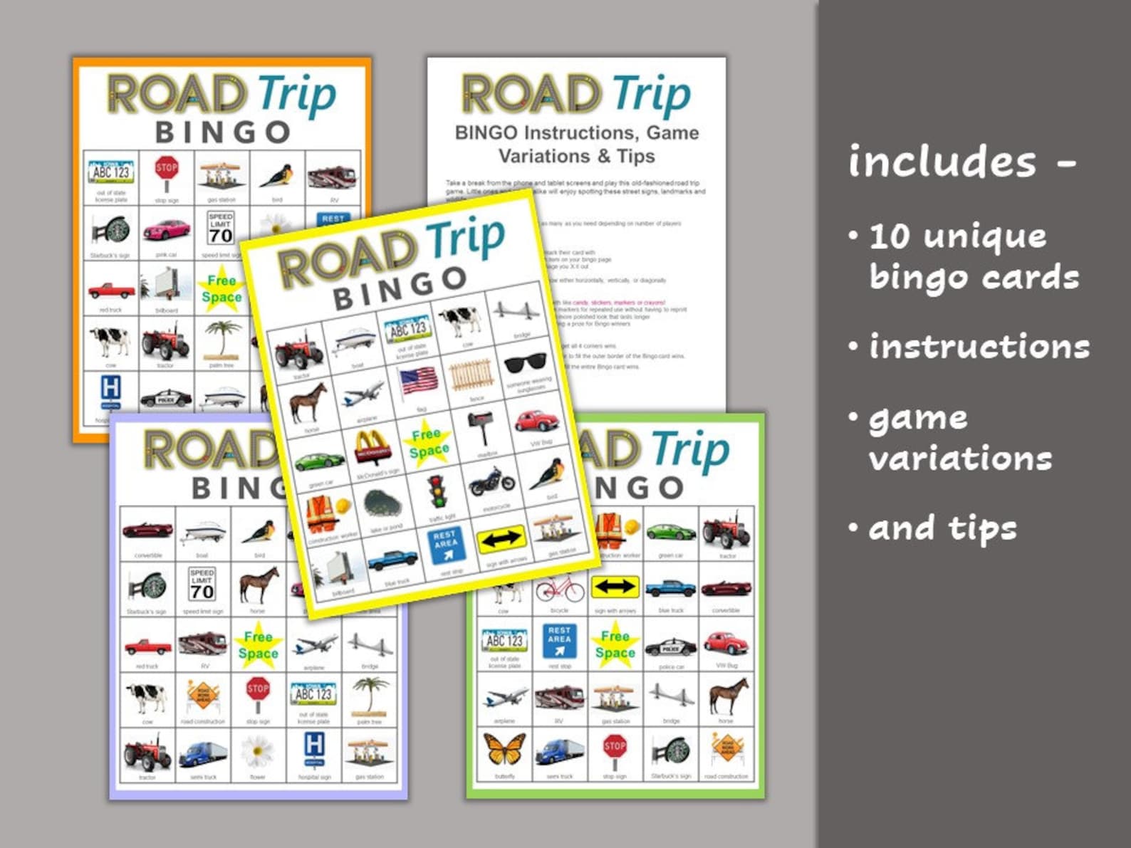 Road Trip Car BINGO Pack / Travel Bingo / Kids Car Games / Print at ...