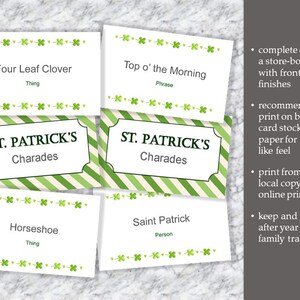 St. Patrick’s Day Charades I Printable Cards I DIY Party Games I St ...