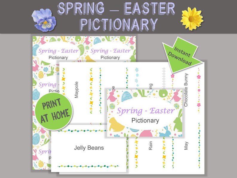 Spring - Easter Pictionary I Printable Cards I DIY Party Games I Spring ...