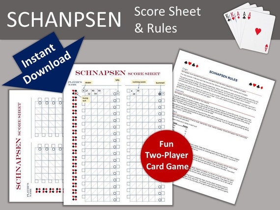 Schnapsen Score Sheet and Game Rules I Fun Two-player Card - Etsy