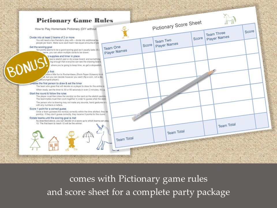 Pictionary Expansion Pack | Printable Cards | DIY Party Games | Family ...