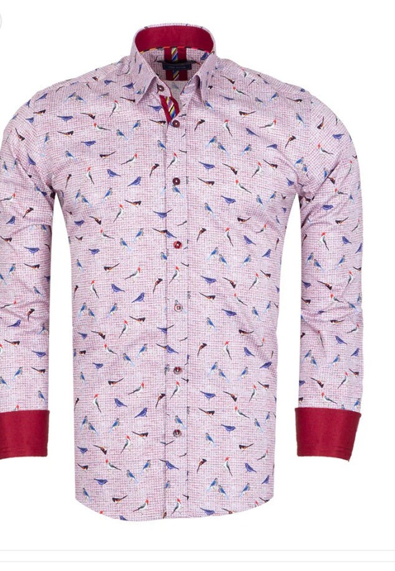 Bird Print Shirt With Matching Handkerchief - Etsy