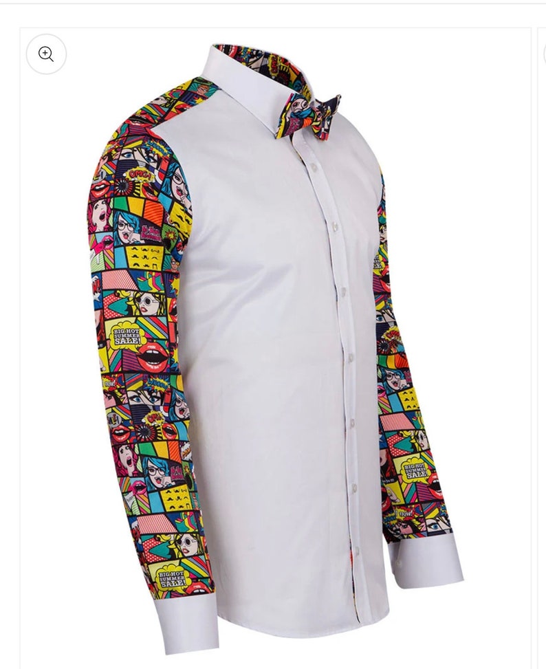 Comic Book Print Tuxedo Shirt - Etsy UK