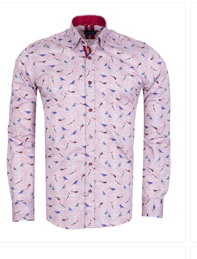 Bird Print Shirt With Matching Handkerchief - Etsy
