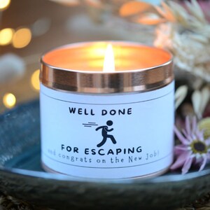 New Job Leavers Candle Gift Well Done for Escaping - Etsy UK
