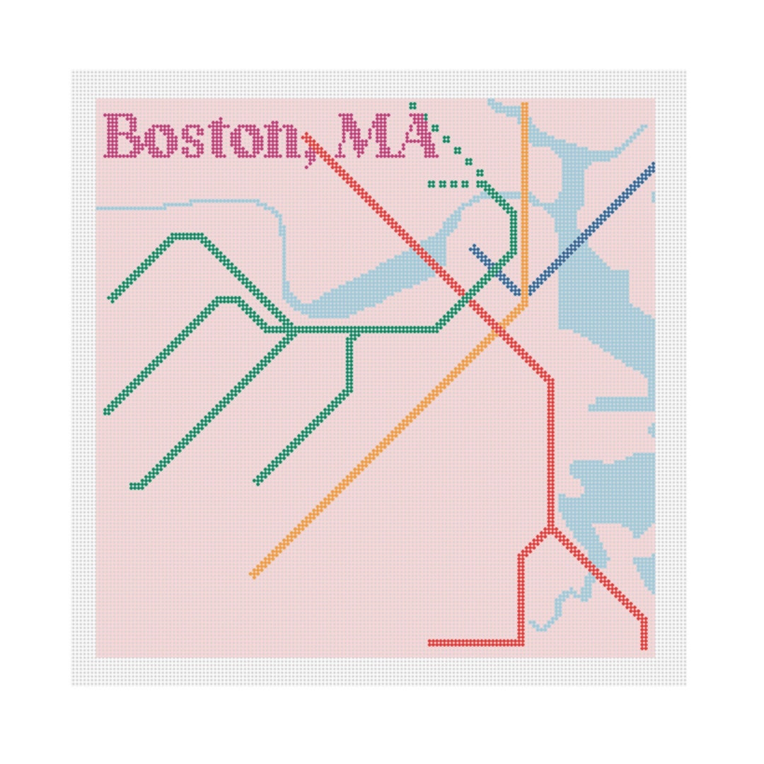 Boston T Map Needlepoint Canvas - Etsy