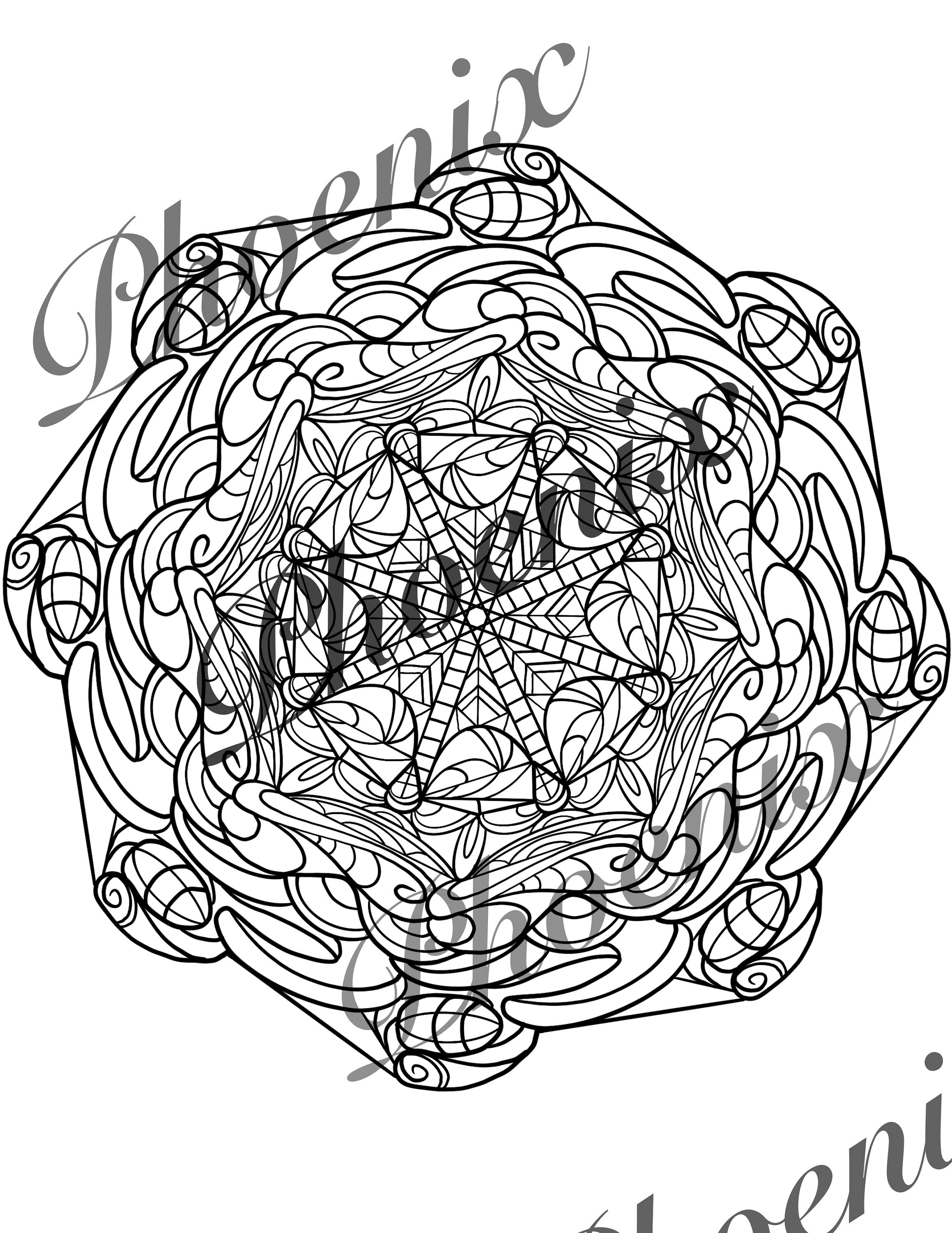 Digital or Printable Adult Coloring Pages With Angular and Rounded ...