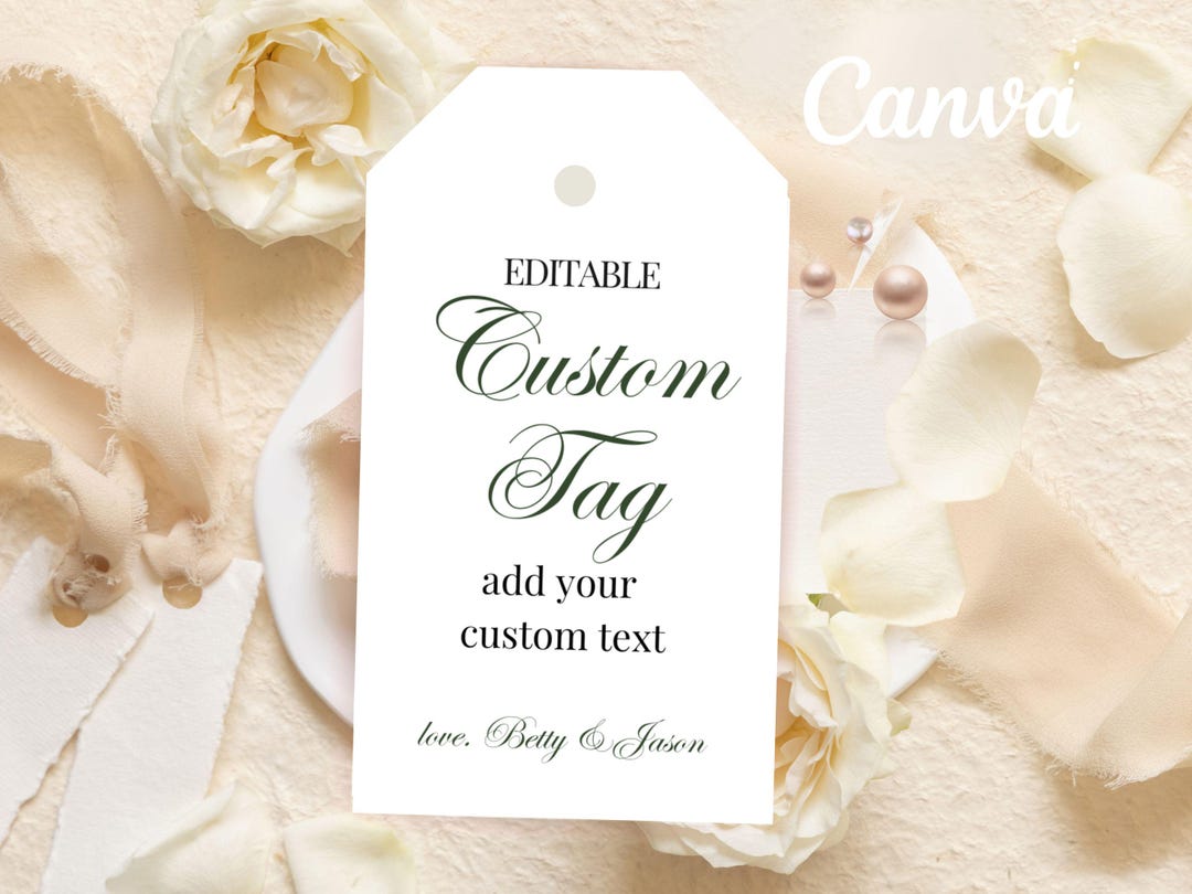Classic Custom Tag Template, Editable Canva Gift Tags, Digital Party ...