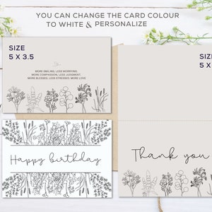 Floral Minimalist Happy Birthday Card Template Editable Card | Etsy