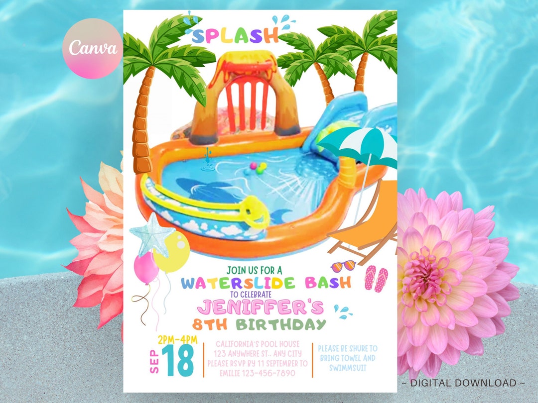 Invitación De Cumpleaños Para Fiesta En La Piscina Fiesta De