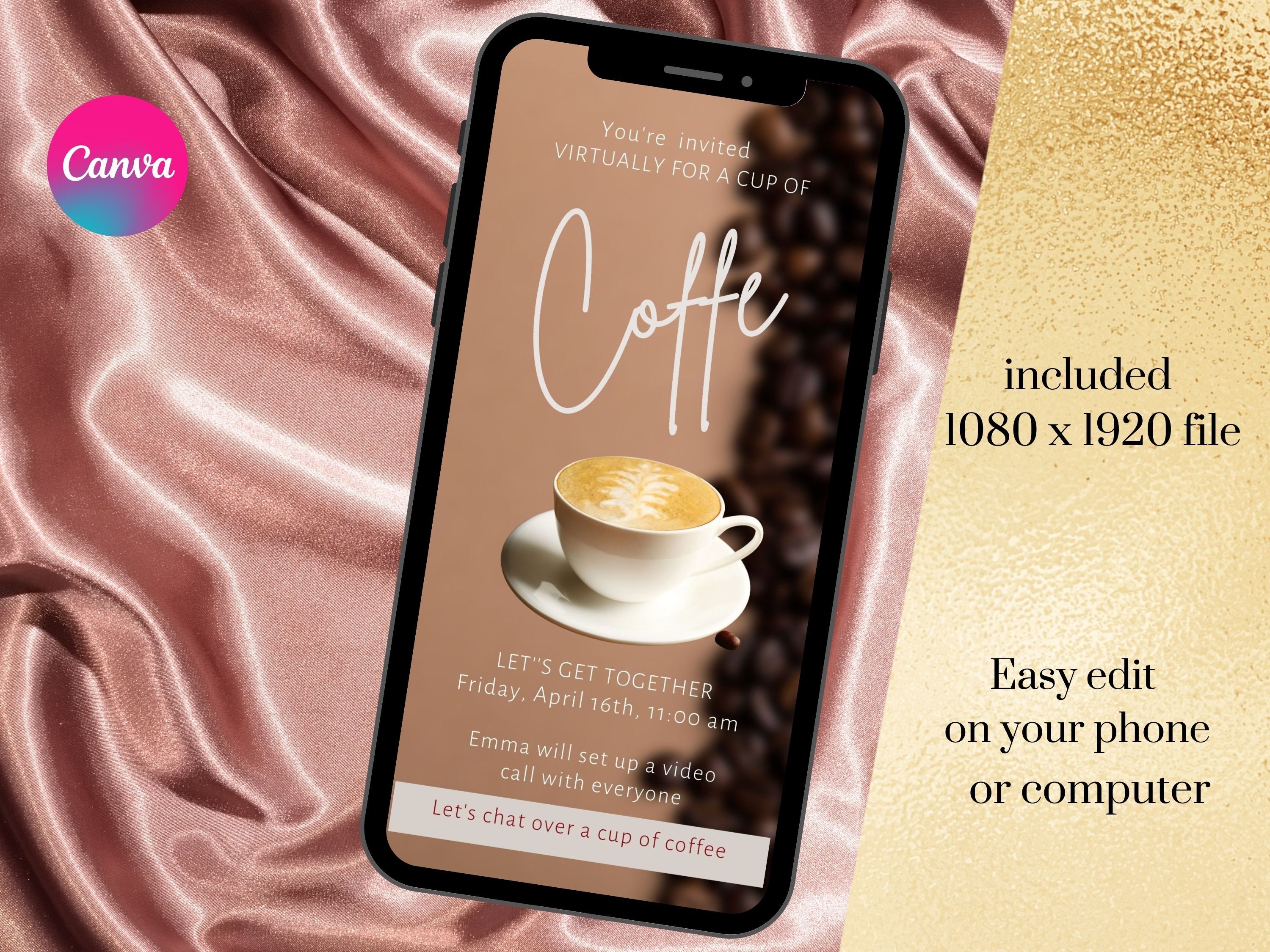 Digital Coffee Virtual Online Invitation Mobile Phone Electronic Text ...