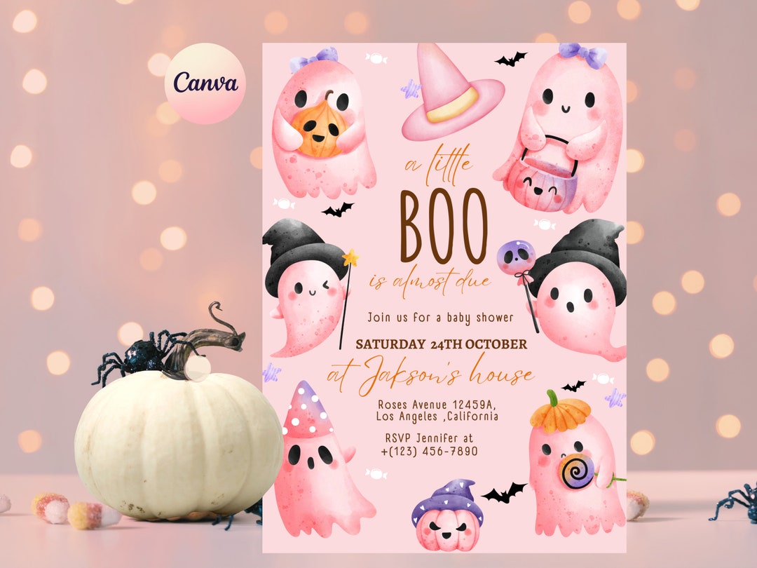 Pink Ghost Baby Shower Invite, Little Boo Baby Shower Invitation Pink ...