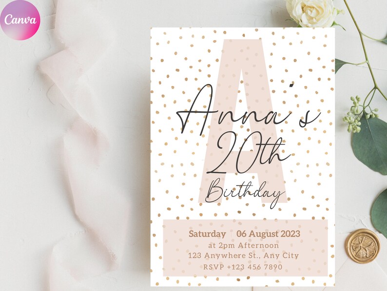 Plantilla de invitación de CUMPLEAÑOS con letra mayúscula de - Etsy México