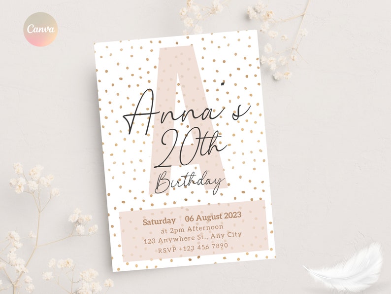 Plantilla de invitación de CUMPLEAÑOS con letra mayúscula de - Etsy México