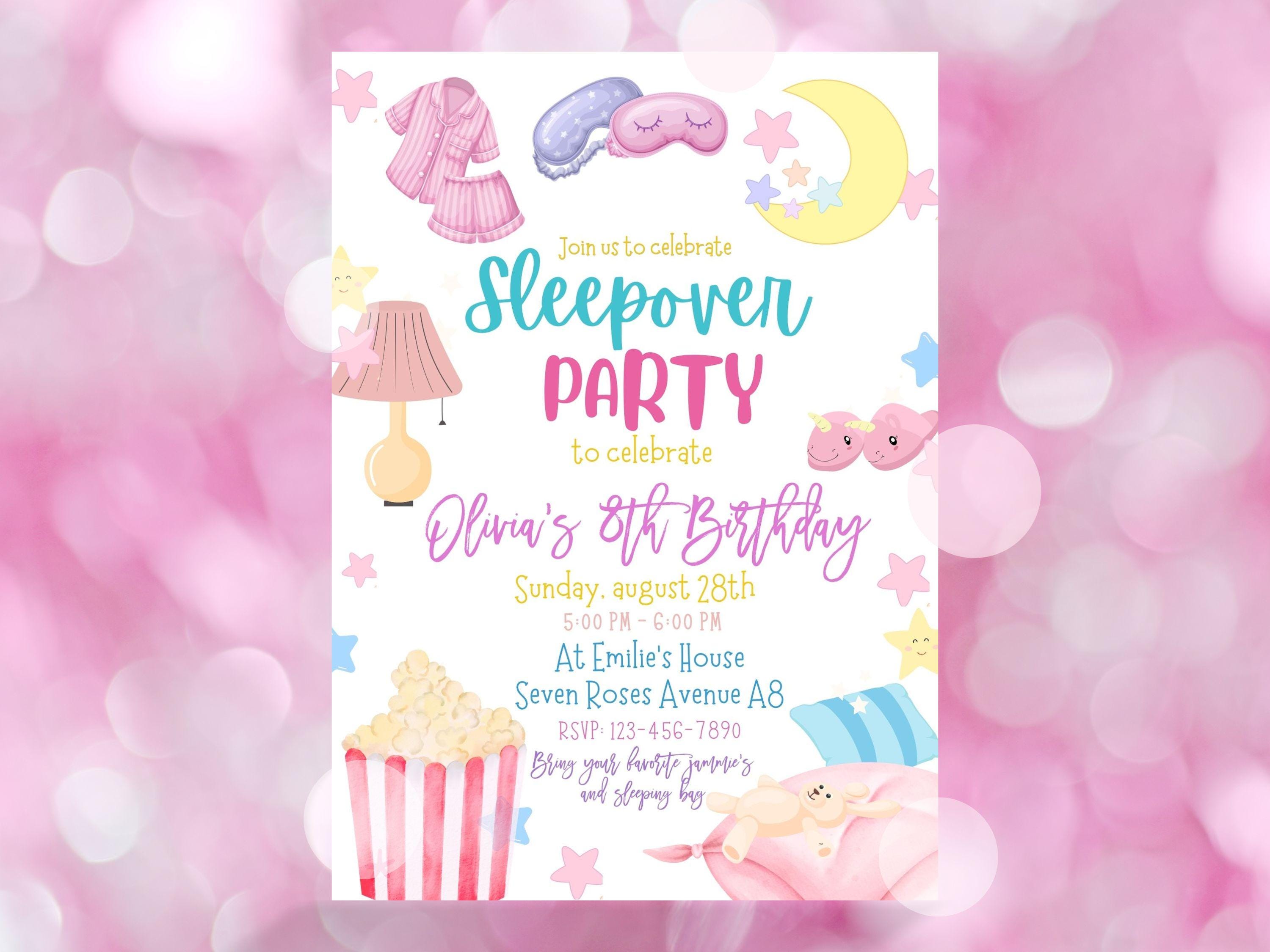Sleepover Party Birthday Invitation, Any Age Sleepover Party Template ...
