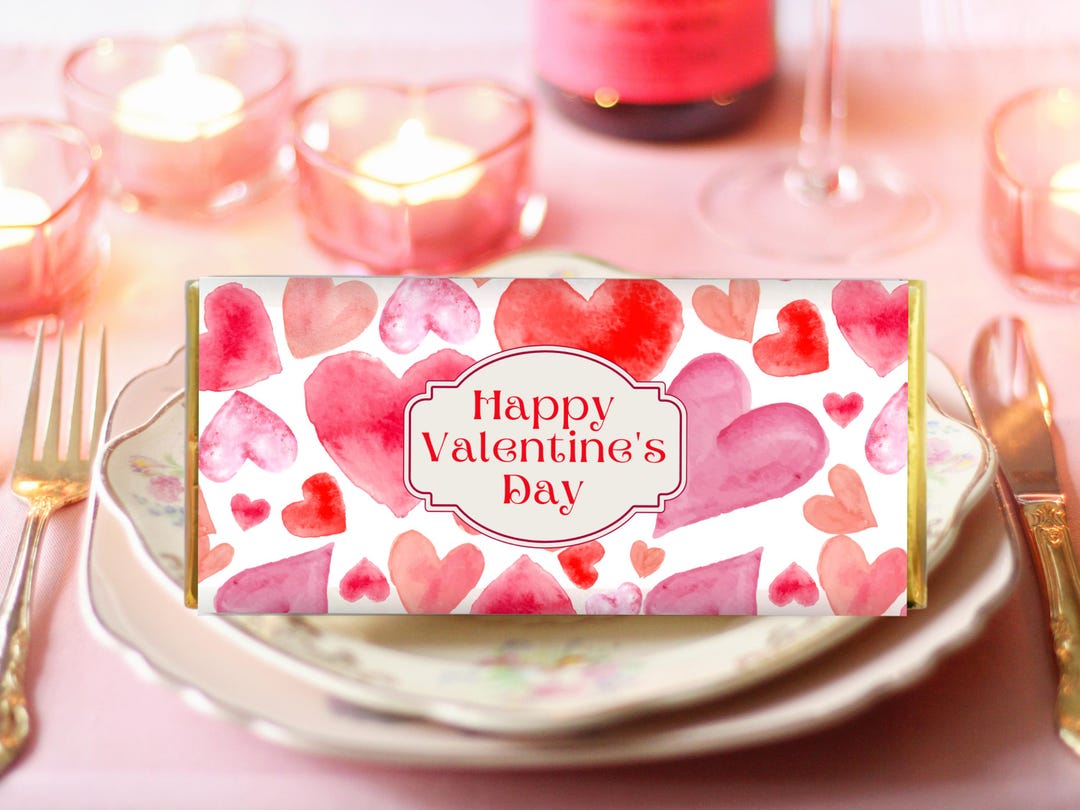 Love Hearts Valentine Day Chocolate Candy Wrapper, Party Favor Candy ...