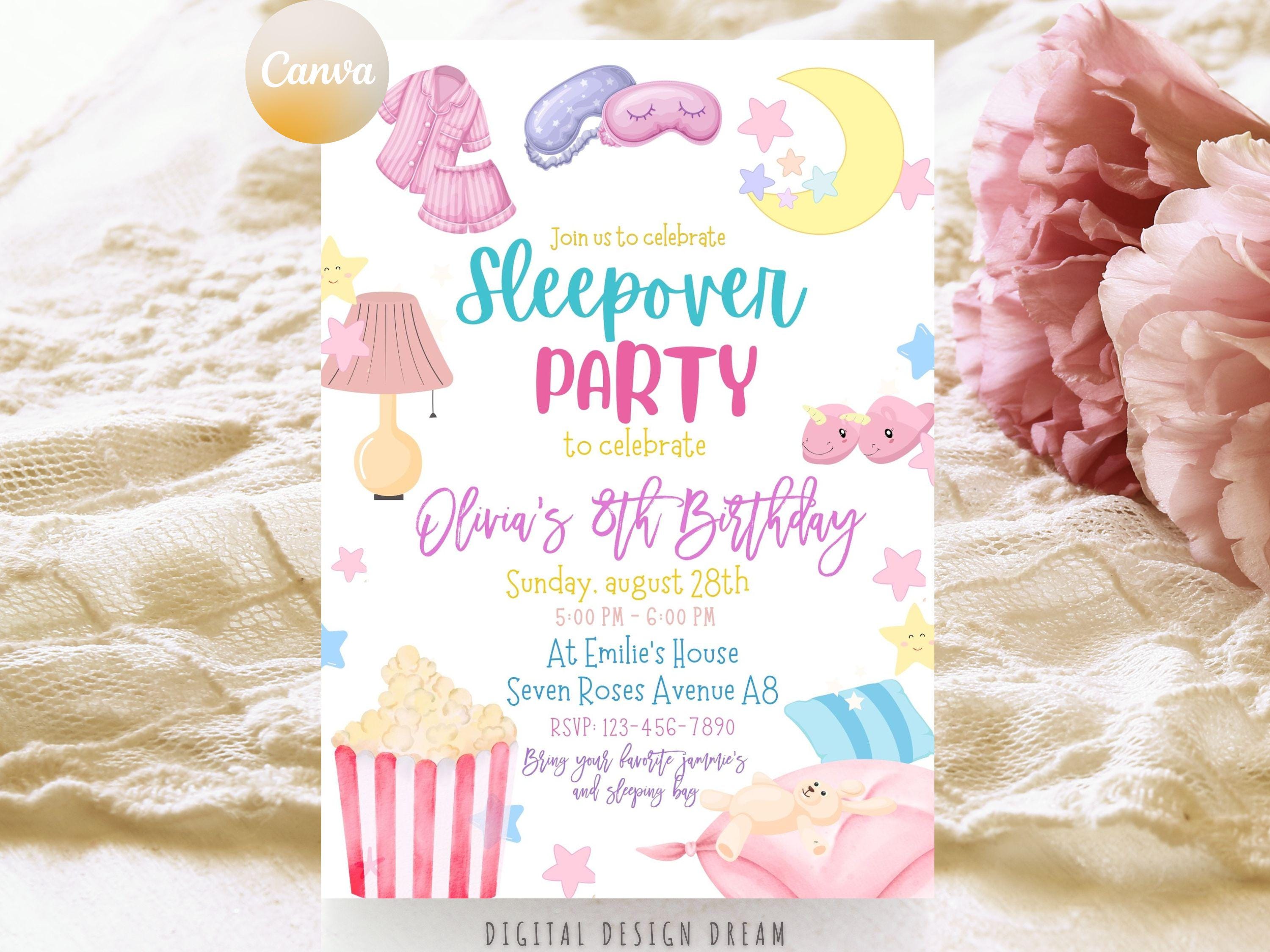 Sleepover Party Birthday Invitation, Any Age Sleepover Party Template ...